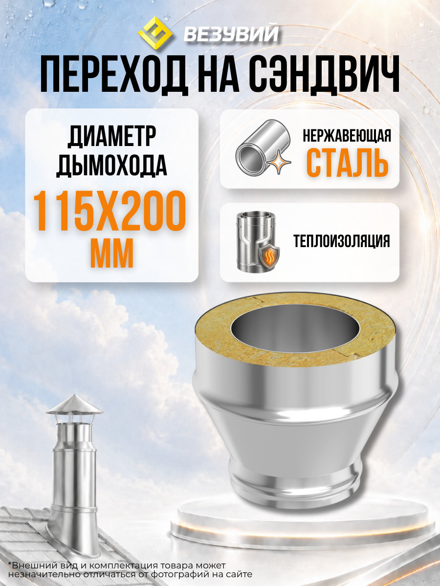 Переход на сэндвич (430 0,5мм/0,5мм) д.115х200 (ПМ)