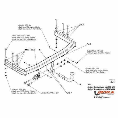 Фаркоп skoda (superb ii) IMIOLA a011