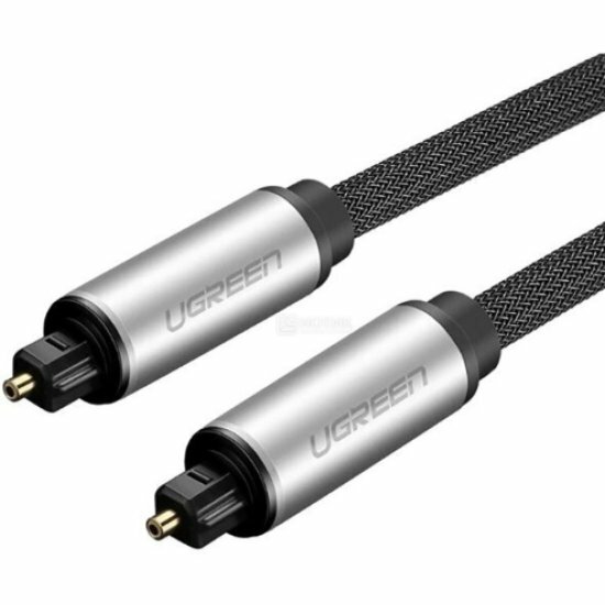 Кабель Ugreen AV108 Toslink Optical - Audio, 1м, серебристо-черный(10539)