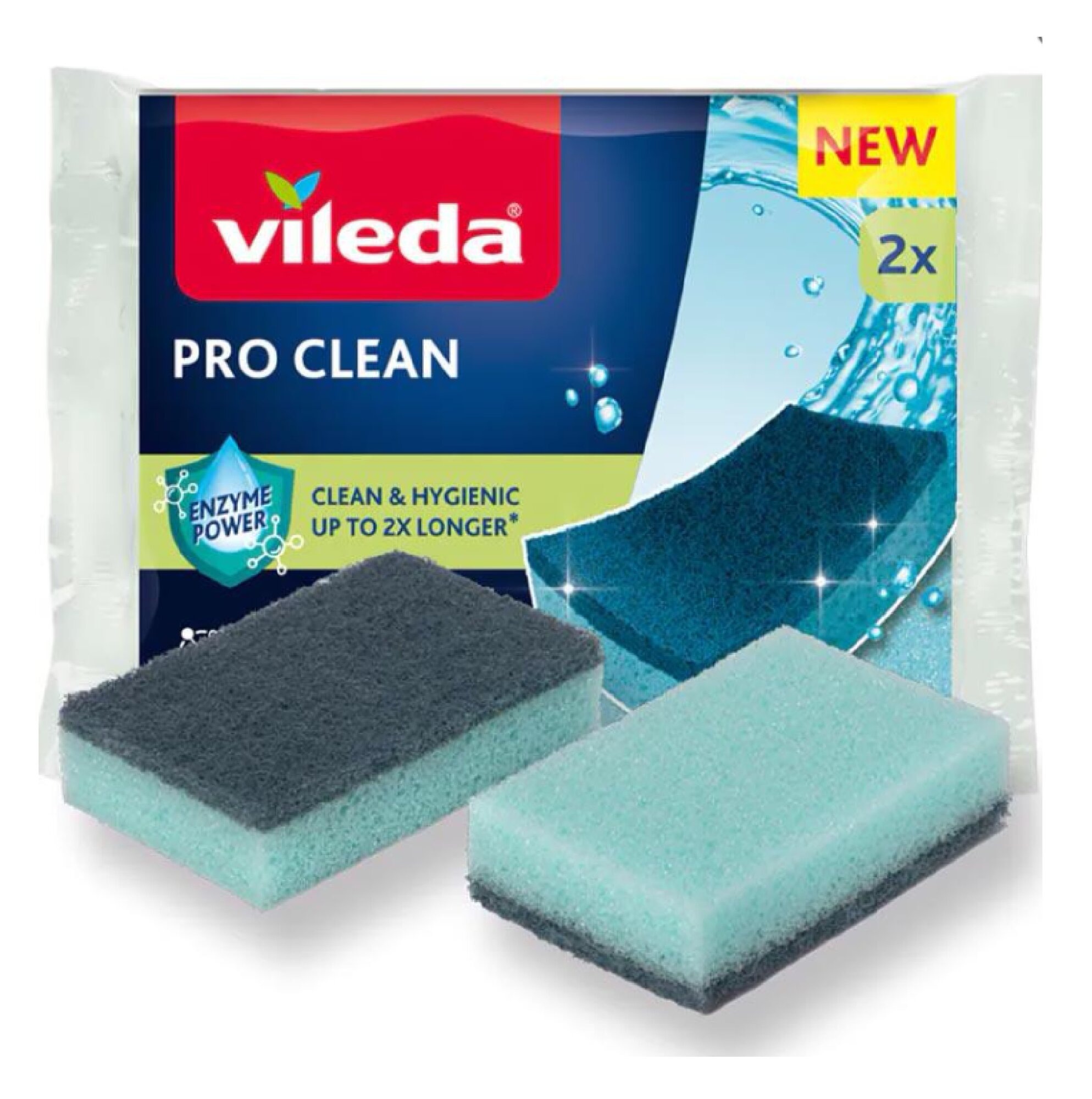 Губка для посуды 2 шт в упаковке Vileda Pro Clean супер абразивный слой