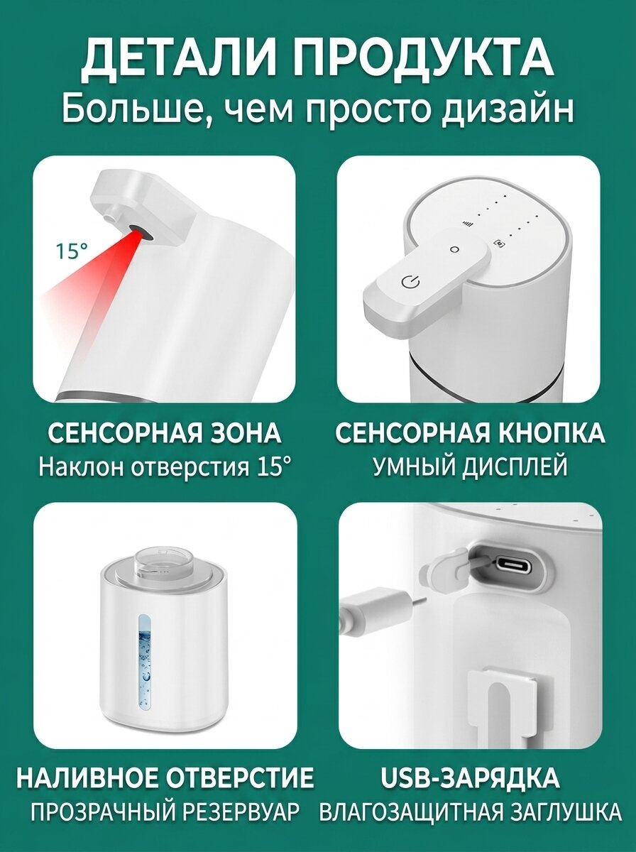 Дозатор для жидкого мыла сенсорный диспенсер 420ml