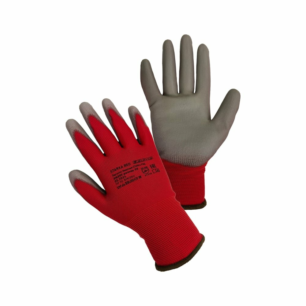 Перчатки нейлоновые с полиуретановым покрытием S. GLOVES "STARKA RED" красные, размер 09 31620Х-09 — фото 1