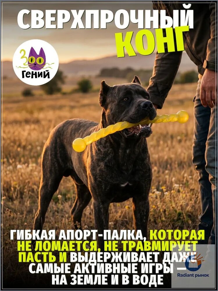 Конг для собак грызак 49 см апорт для дрессировки и тренировок для средних и крупных собак прочный