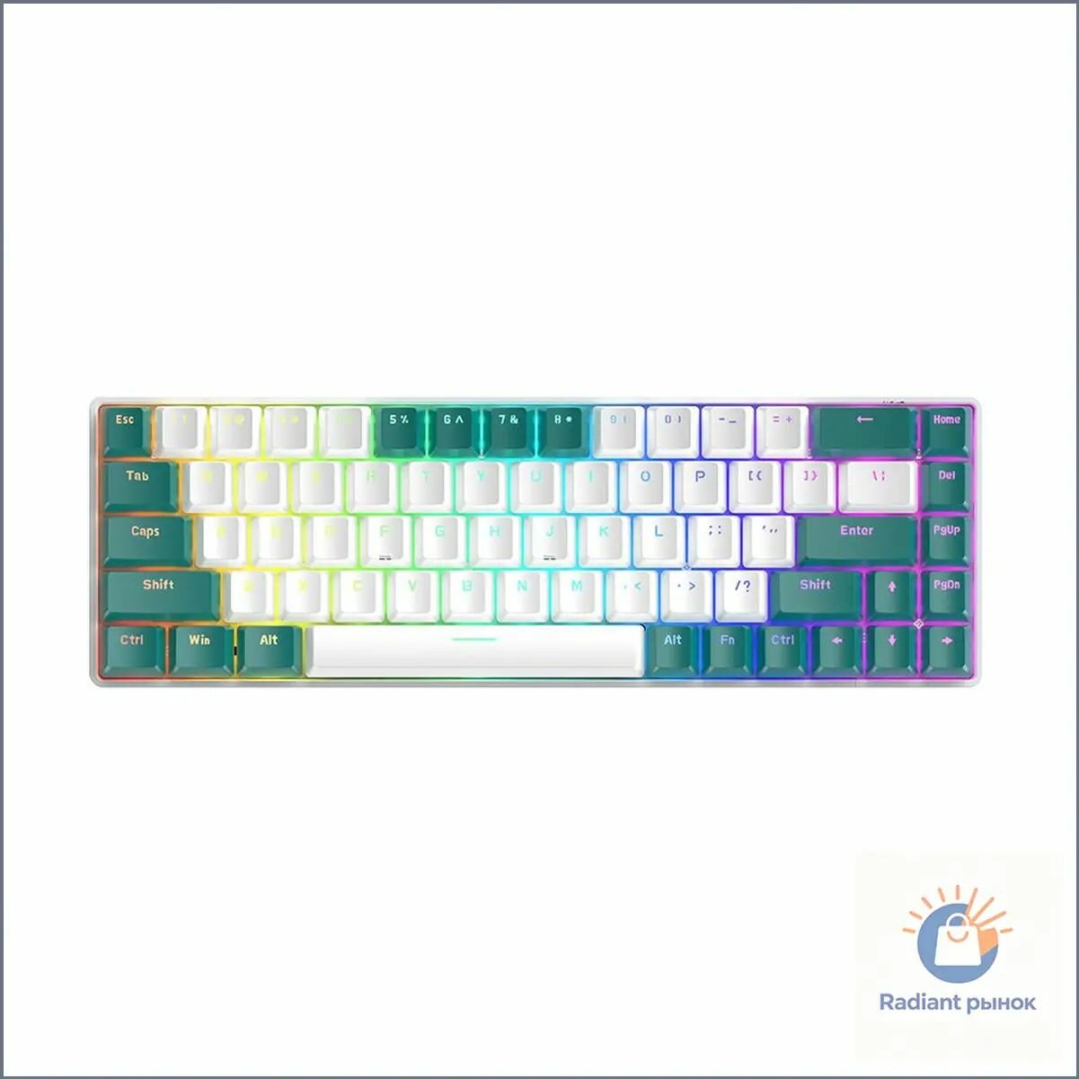 Механическая клавиатура T8RGB, 68 клавиш, светодиодная подсветка RGB, красные переключатели