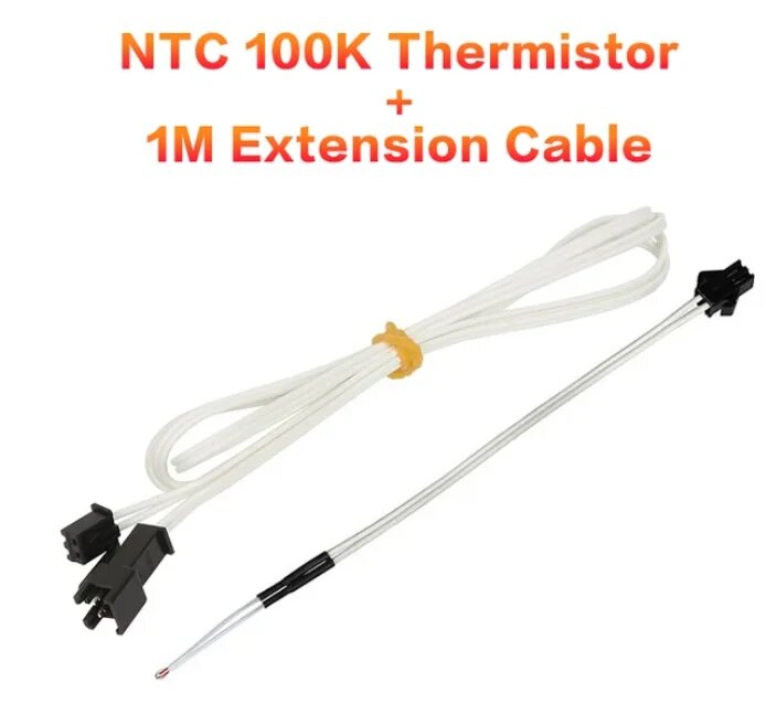 Термистор NTC 100K с кабелем 1M, Glass head