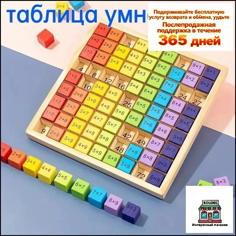 Игровой набор "Таблица умножения" для школьника. Математическая развивающая обучающая игра головоломка. Таблица Пифагора