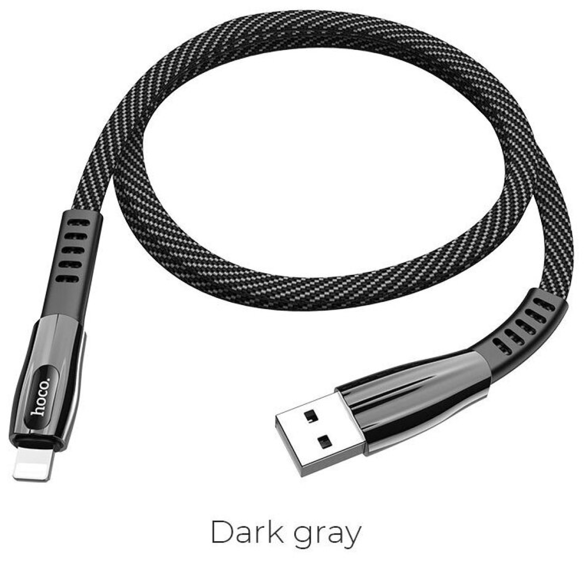 USB дата кабель Lightning, HOCO, U70, 1.2m, темно-серый — фото 1