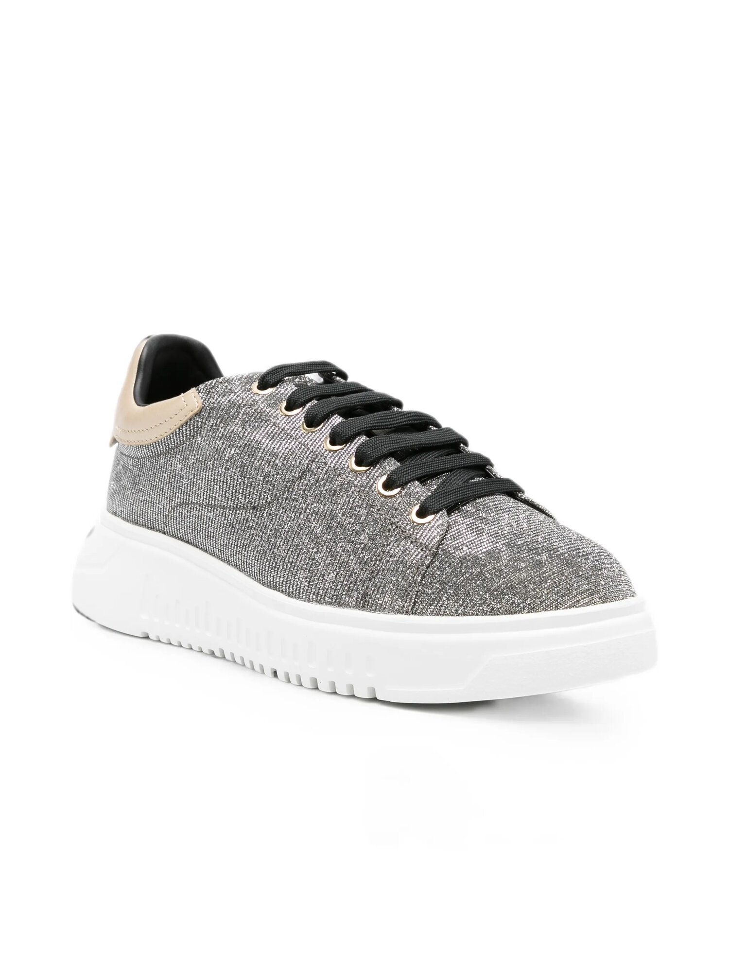 Кроссовки EMPORIO ARMANI Glitter-effect logo-patch sneakers, размер 38 — фото 1