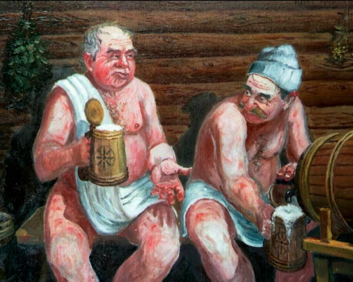 Картина по номерам "Банный день пиво мужики", на холсте на подрамнике, 40 x 50 см