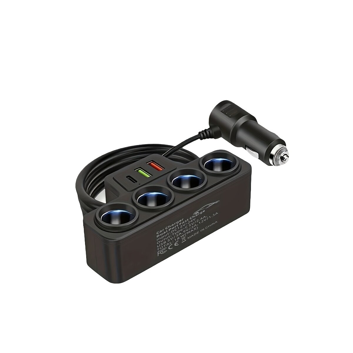 4-портовое автомобильное зарядное устройство с быстрой зарядкой USB-A и USB-C, 12V/24V, компактный дизайн Cruiser, для тяжелых транспортных средств: автомобилей, грузовиков, внедорожников, RV и лодок, без аккумулятора, цвет B1