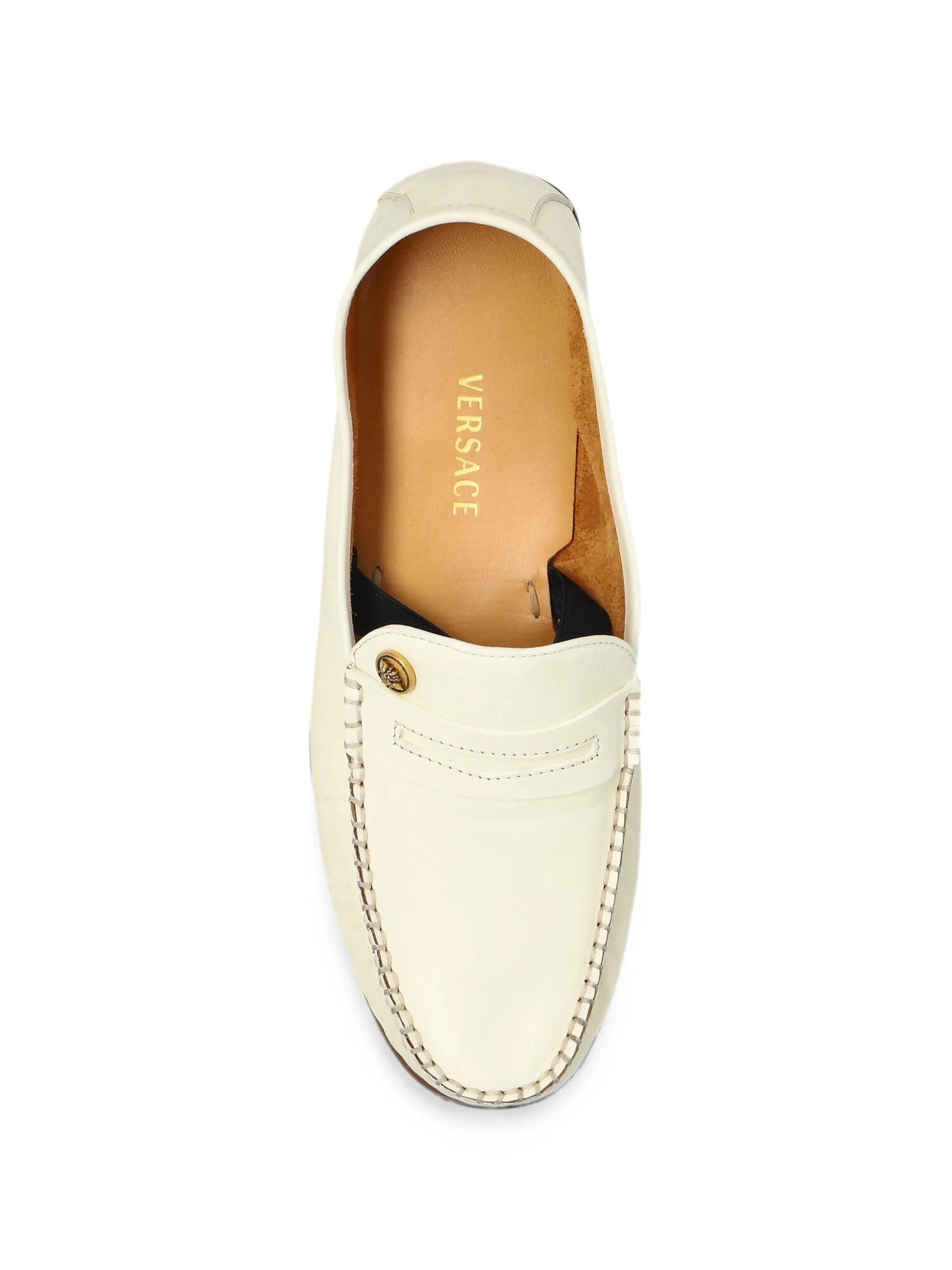 Лоферы Versace Guanto leather loafers, размер 35, white — фото 1