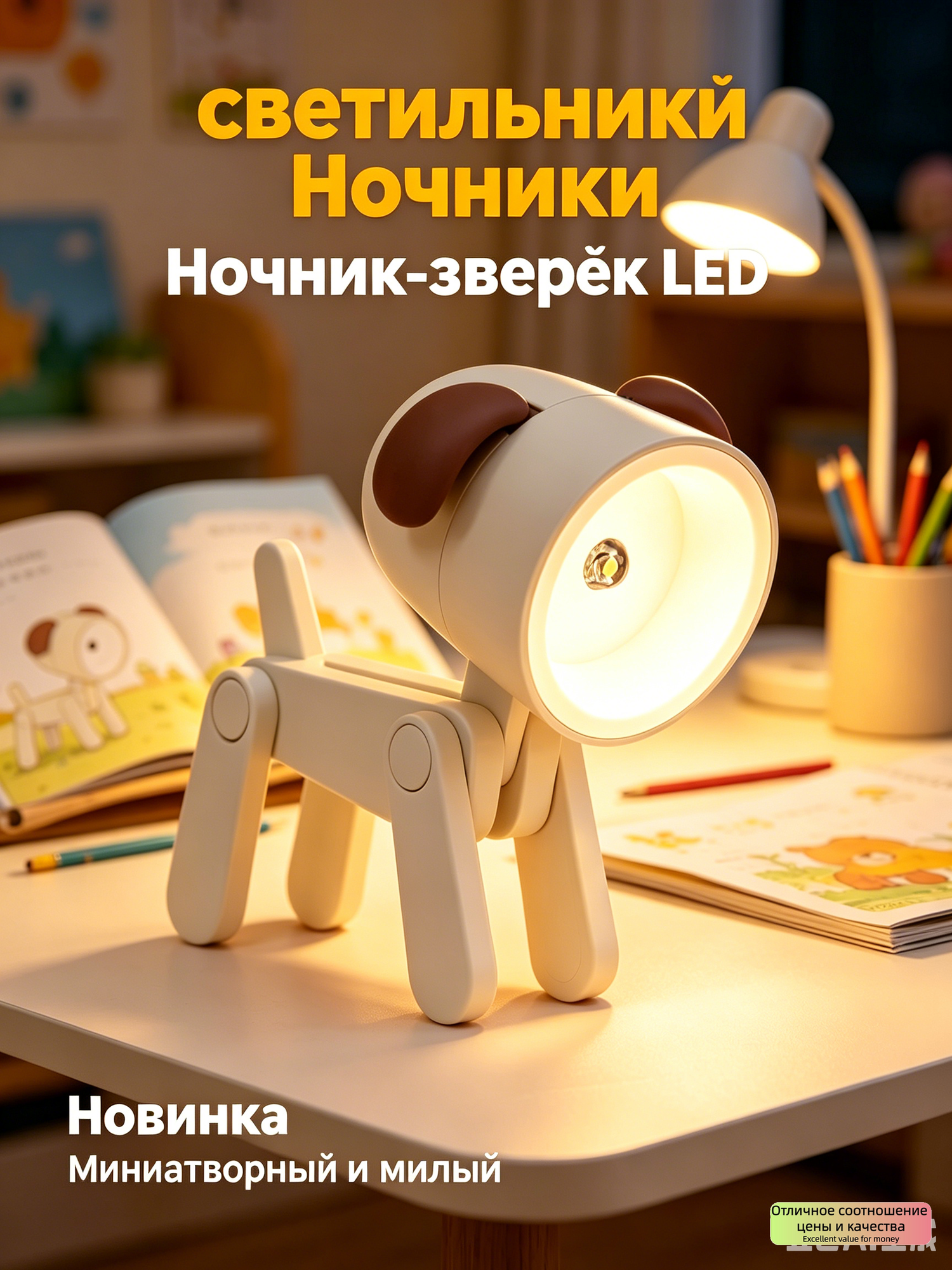 Ночник "Зверёк", LED, пластиковый, с выключателем, мягкий свет
