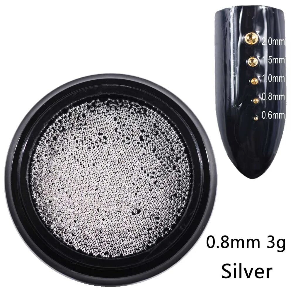 Бусины для ногтей серебряные 0.8mm 3g