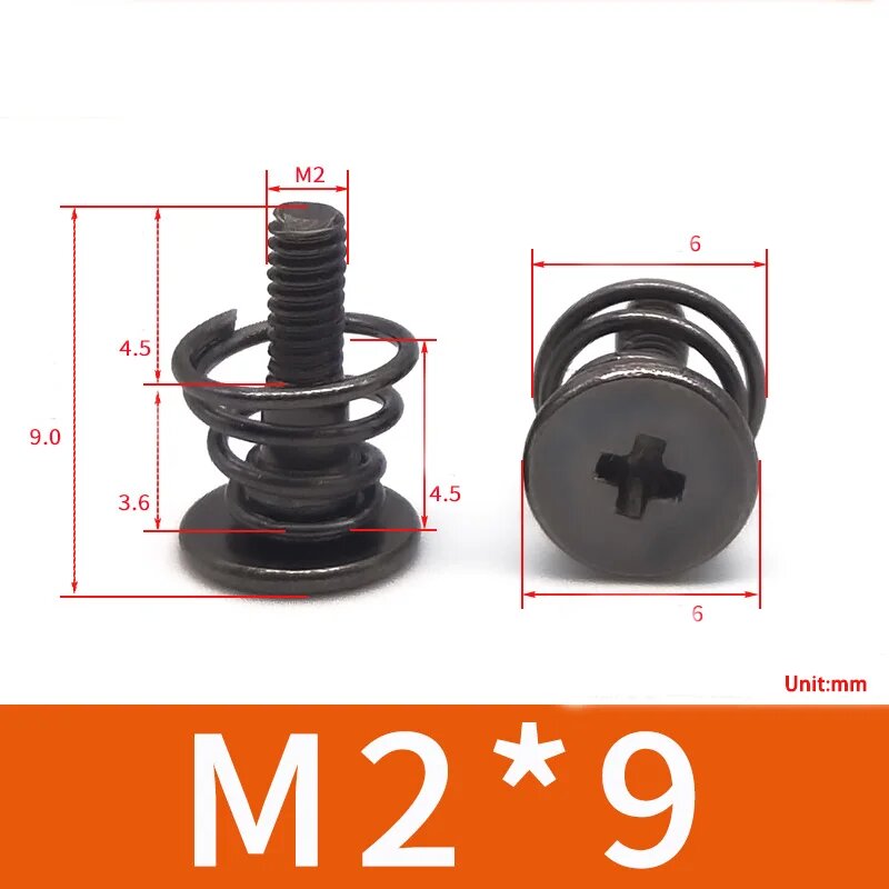 Крестовый винт M2 из углеродистой стали с черным никелем 10PCS M2X9