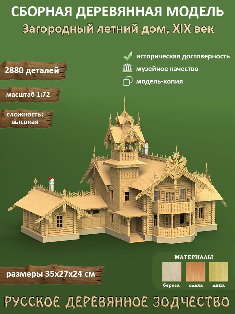 1914 сборная деревянная модель Загородный летний дом, 1/72, СВ Модель