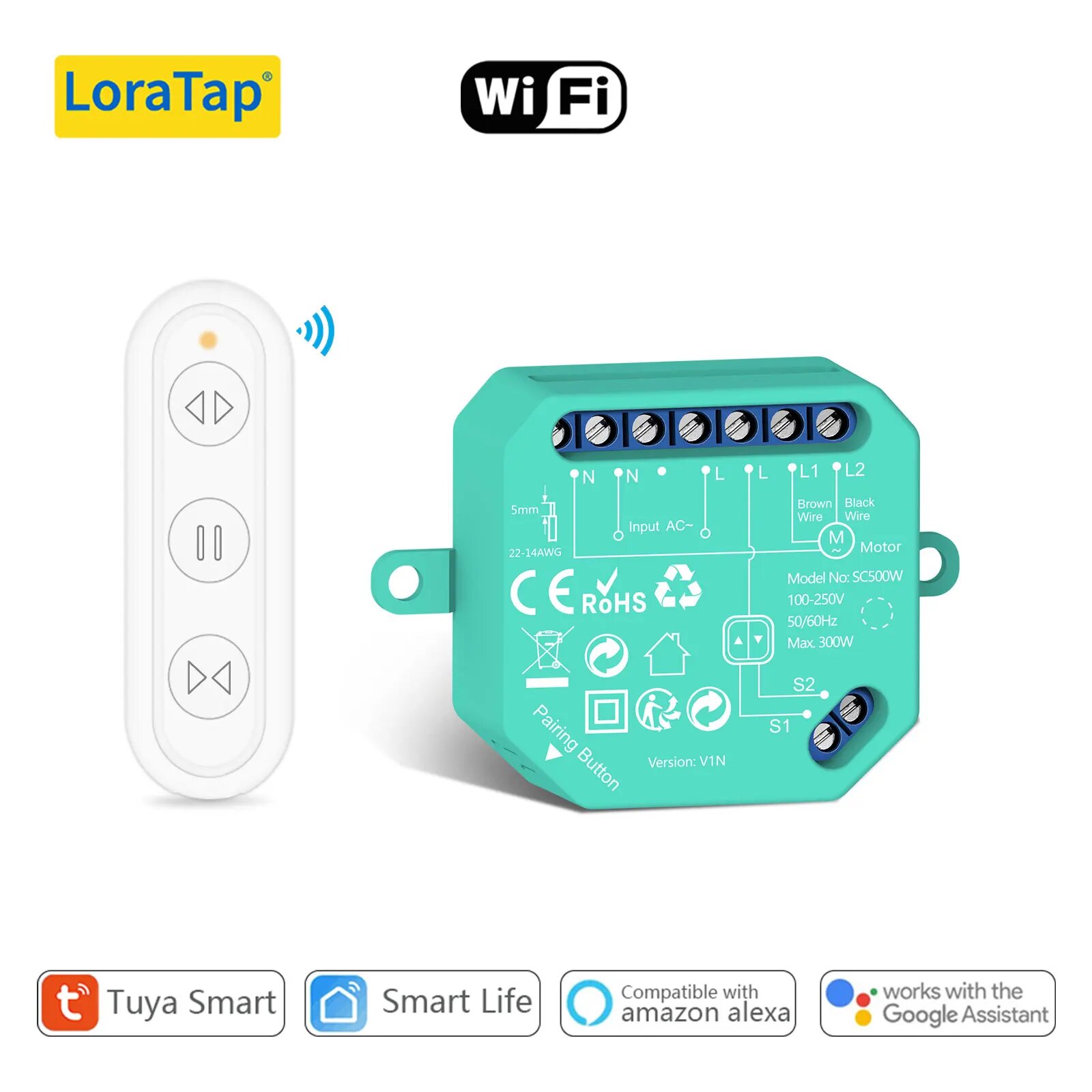 LoraTap релейный модуль штор, Green Kit