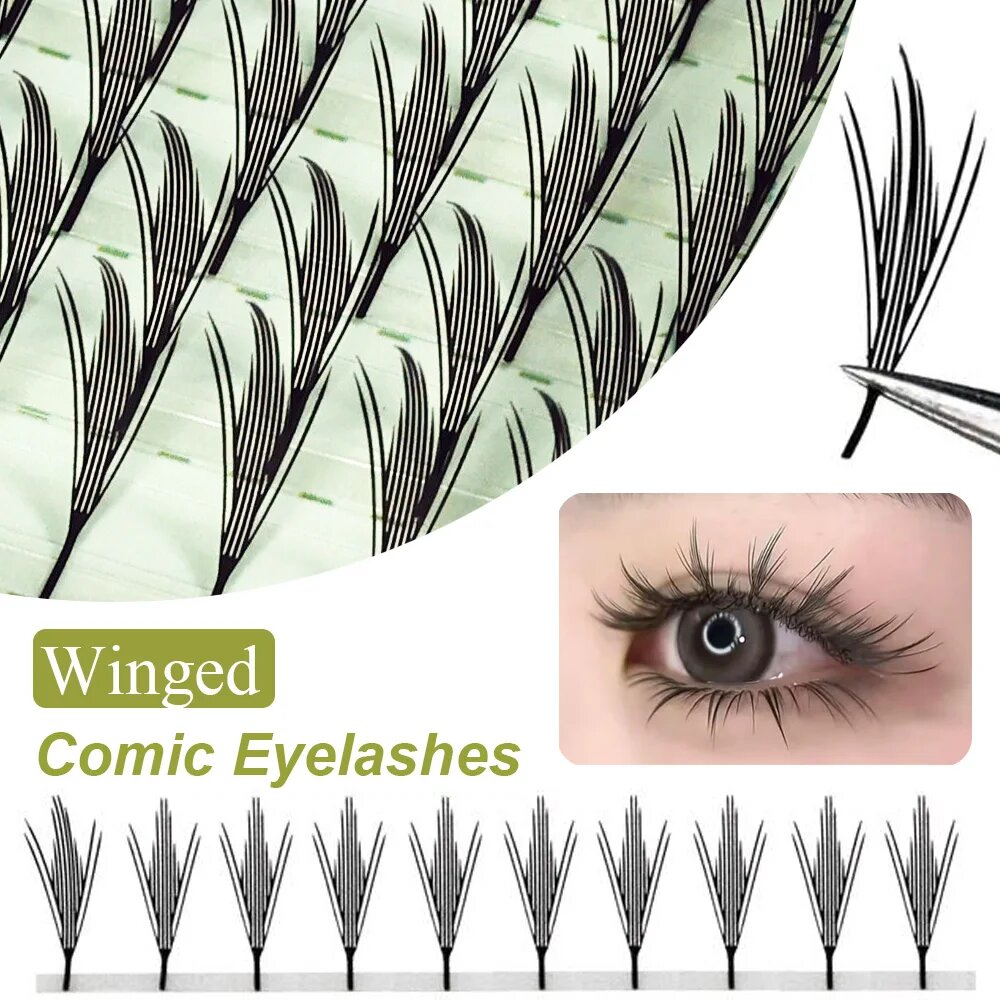 MIOFIA Comic Spire Manga Lash Clusters 3D Feather Anime Lashes C, MIX(8-15mm), YY