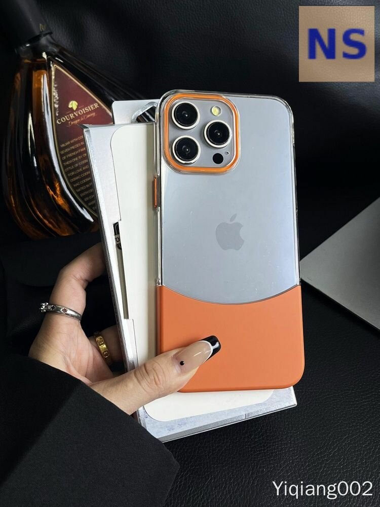 Чехол для iPhone 14, прозрачный с оранжевой вставкой, ультратонкий, защита смартфона, для повседневного использования, аксессуар