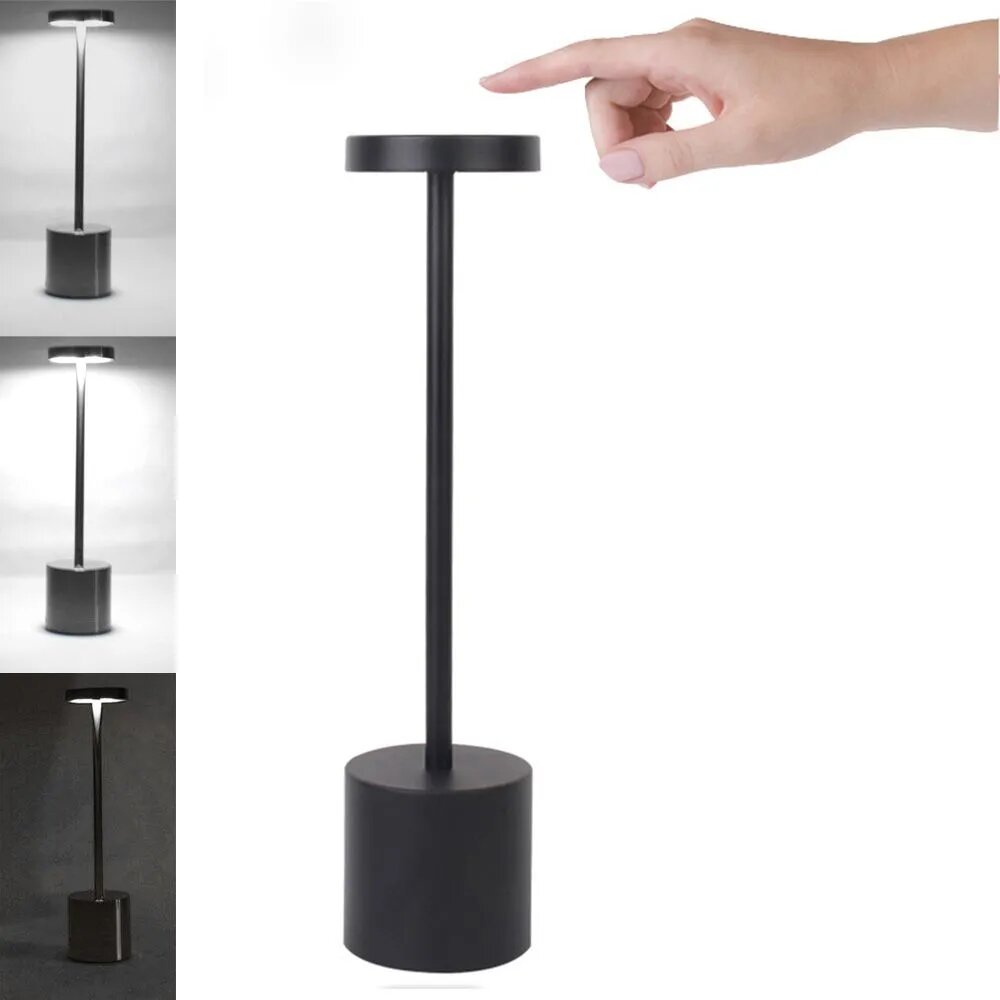 Настольный светильник LED Metal Desk Lamp Черный Сенсорный Высота 345 мм Ширина 80 мм USB-разъем для зарядки