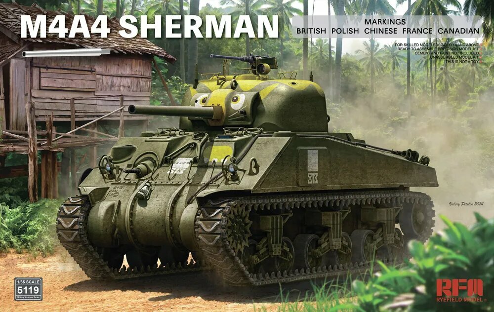 RYEFIELD RM5119 1/35 M4A4 Шерман Танк Модельный комплект Модель сборки танков