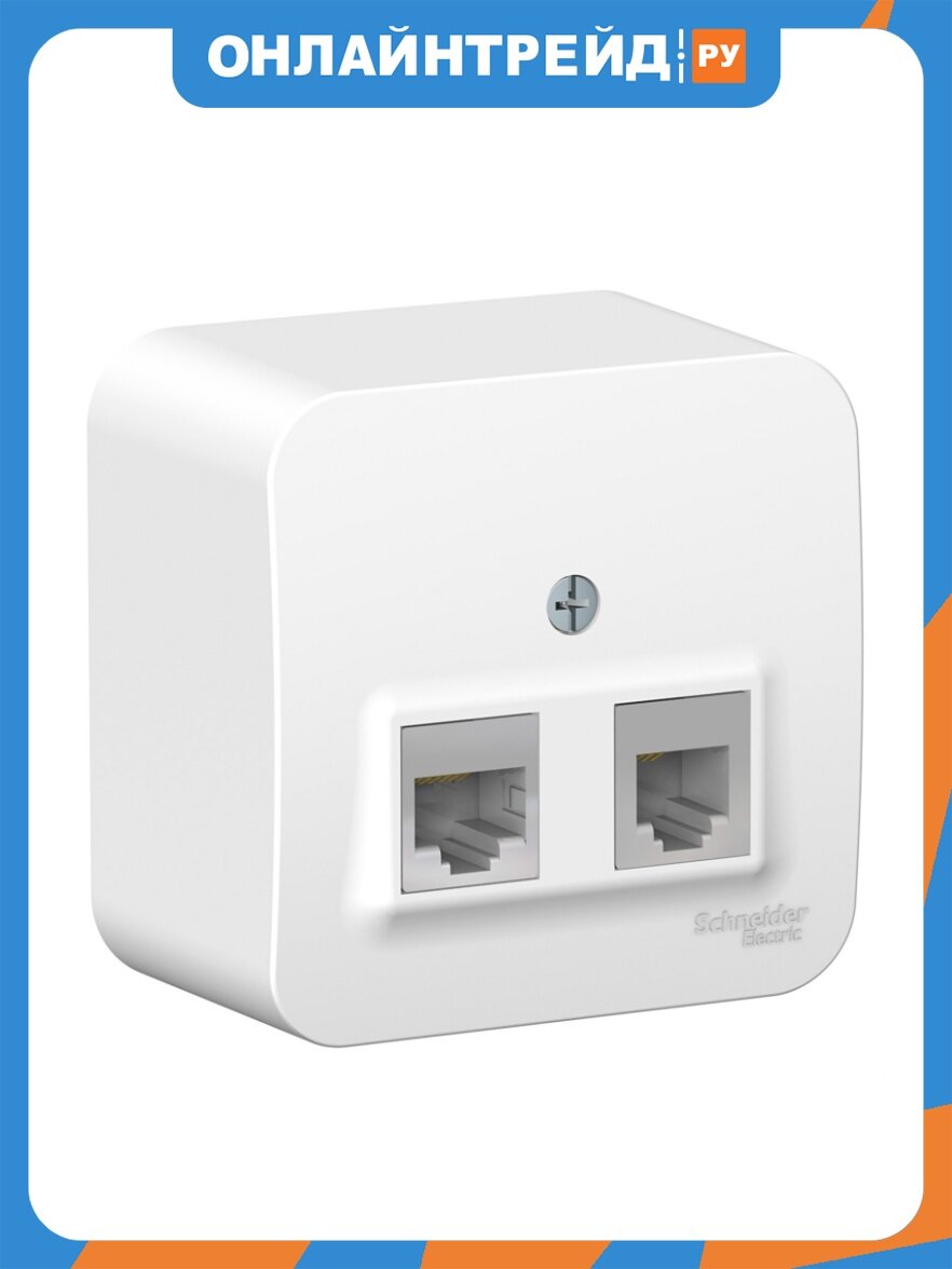 Розетка Systeme Electric (schneider Electric) SCHNEIDER ELECTRIC BLANCA двойная: комп. RJ45, кат.5E + телеф. RJ11, изол. ПЛ, Белый