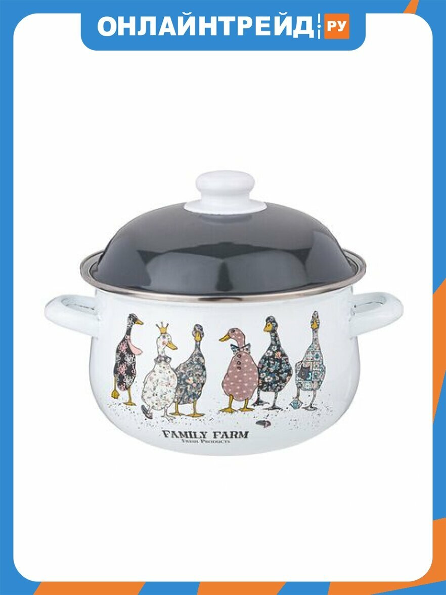 Кастрюля Agness с эмал. крышкой "Family Farm", 2.8 л, 20х12 см (934-622)