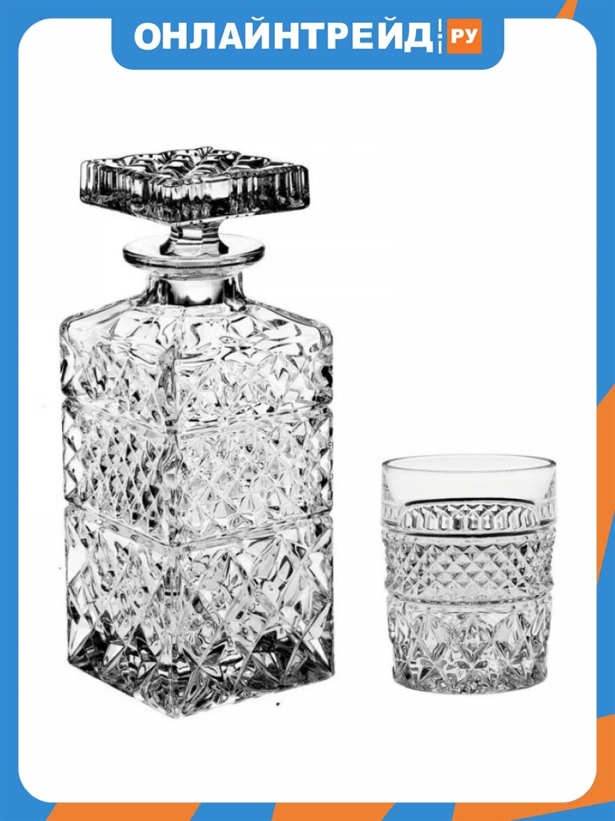 Набор для виски Crystal Bohemia MADISON, 1 штоф 700 мл + 6 стаканов (240 мл)