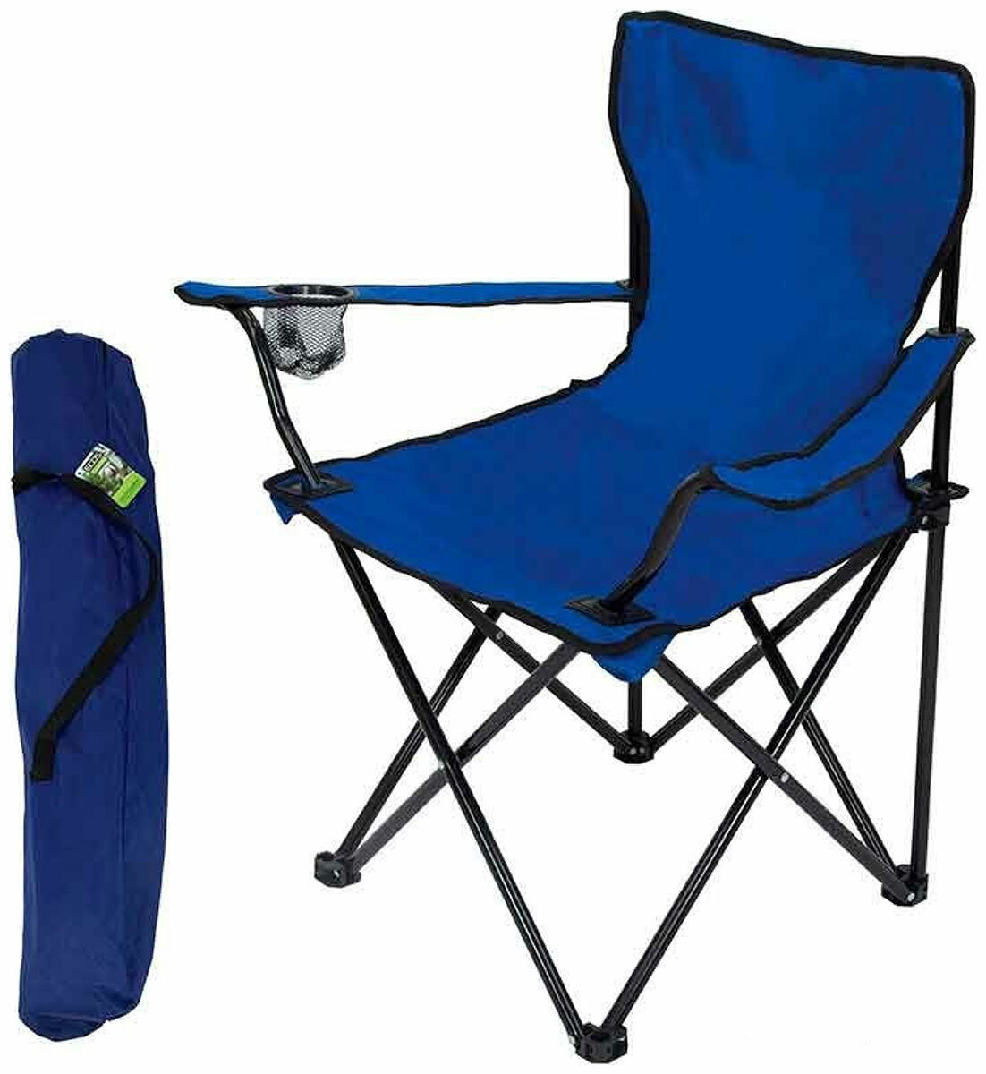 Кресло складное Ecos с подлокотниками и подстаканниками DW-2009H синее