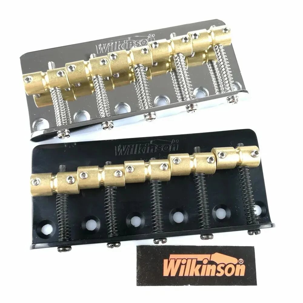Wilkinson WBBC5 Five, 5-струнный бридж для электробаса с латунными седлами для точного джазового баса, хром, серебристо-черный