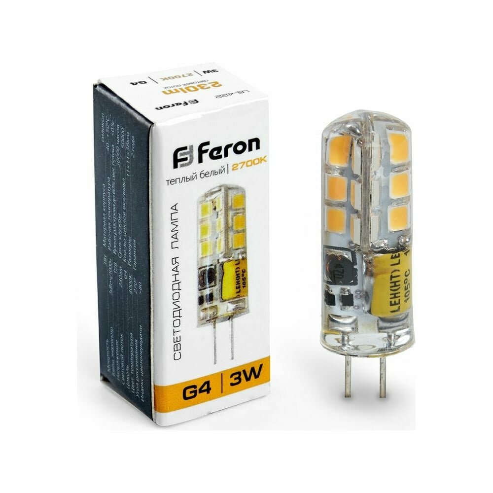 Светодиодная лампа FERON 3W 12V G4 2700K, LB-422 25531