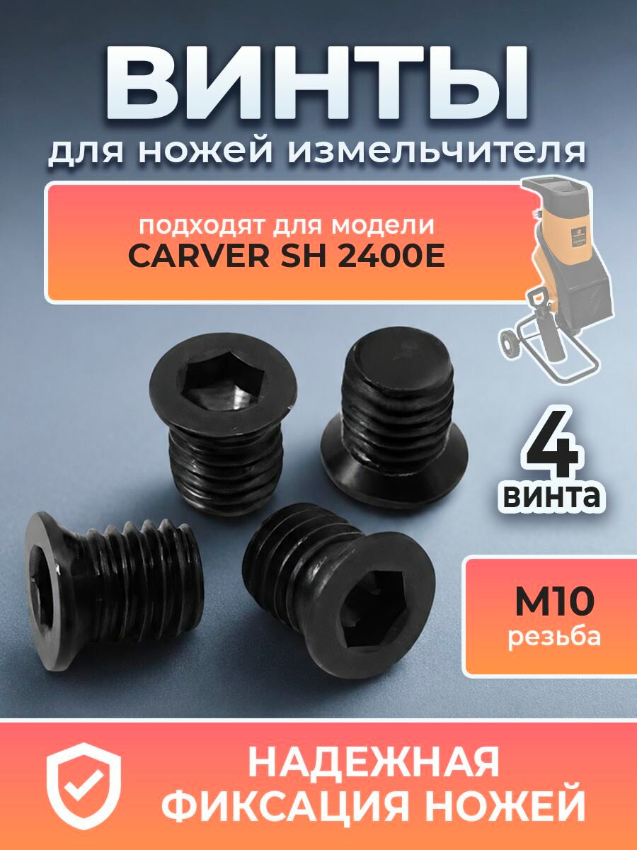 Винты для крепления ножей измельчителя CARVER SH 2400E электрического, комплект 4 шт.