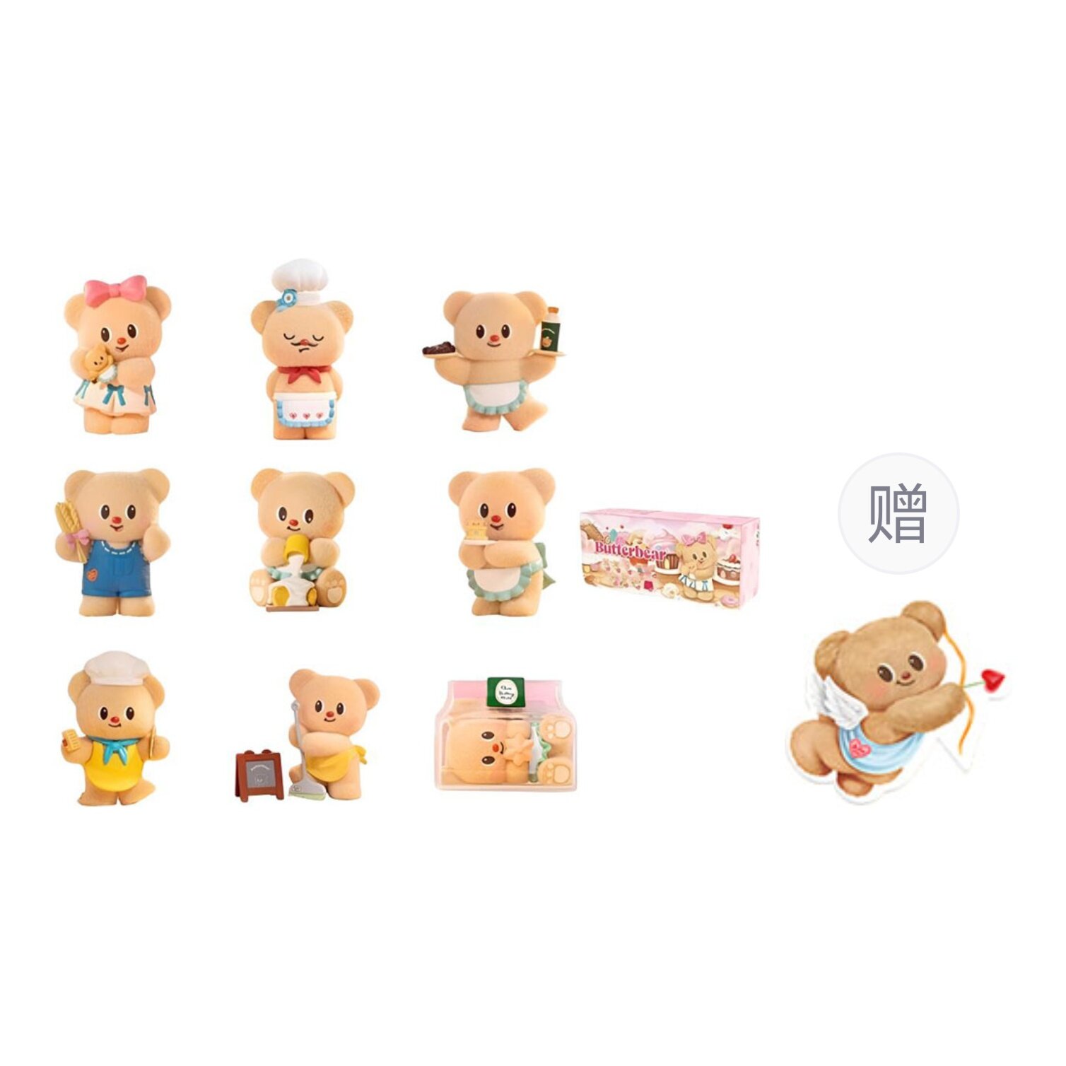 Фигурки-сюрпризы унисекс FUNISM Butter Bear Baking Workshop Collection, End Box+Fridge Magnet (Cupid Bear)