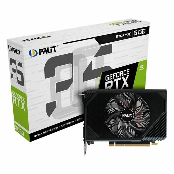 Видеокарта Palit RTX3050 STORMX 6GB GDDR6 96bit DVI DP HDMI 1FAN ITX RTL