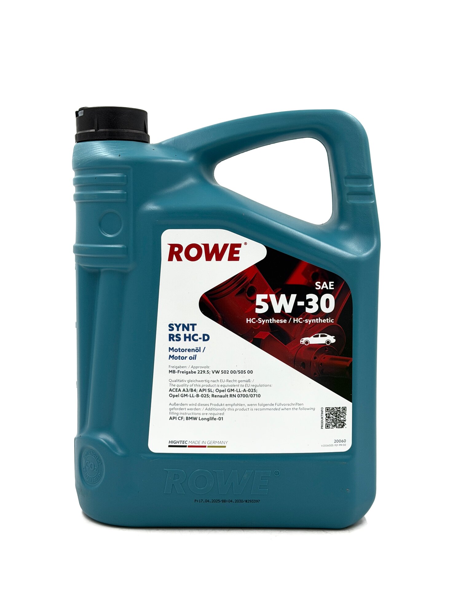 Масло моторное ROWE HIGHTEC SYNT RS HC-D 5w-30, 5 литров, синтетическое