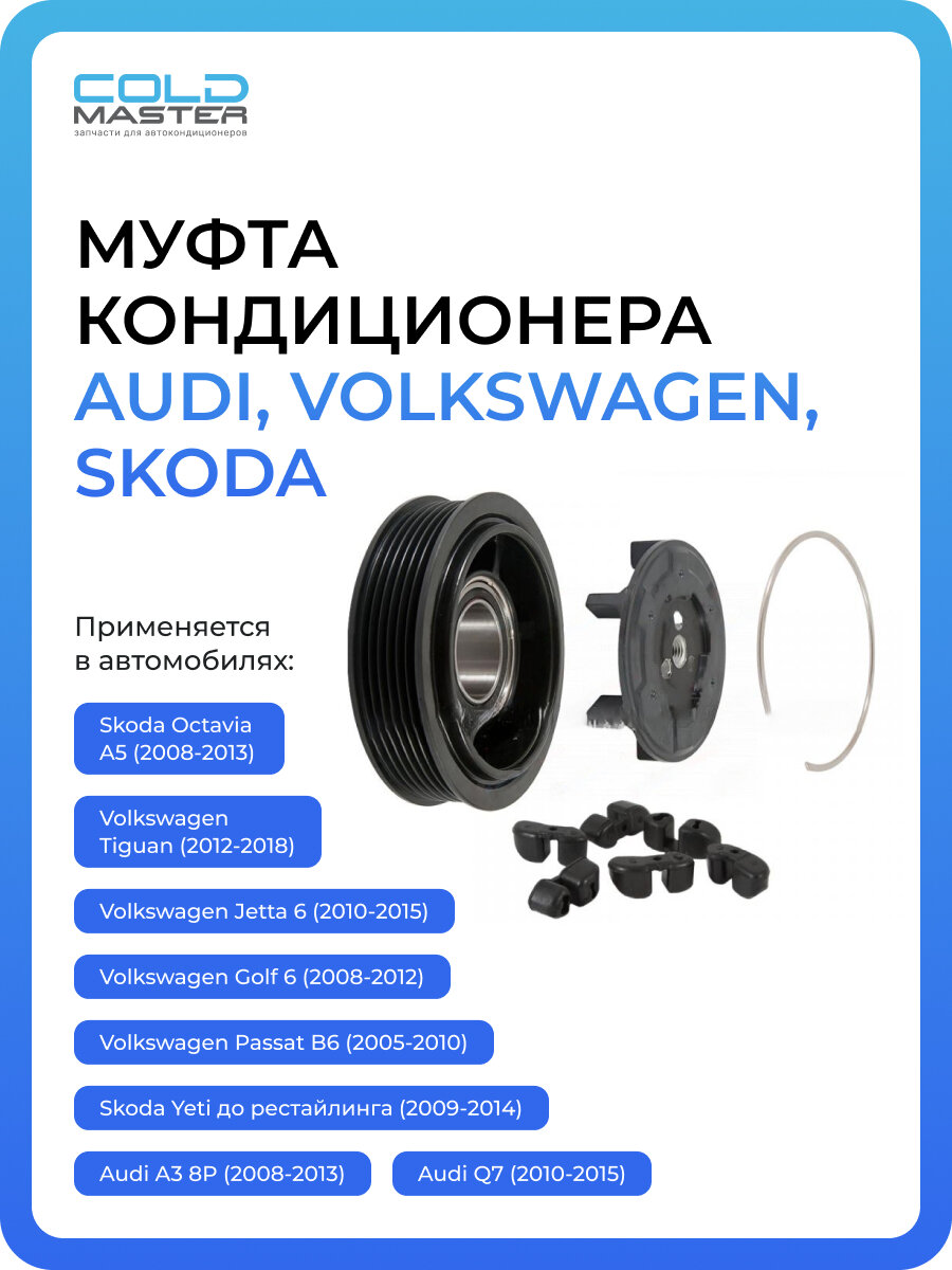 Муфта кондиционера Audi A3, A4; Volkswagen Golf, Jetta 6; Skoda Octavia