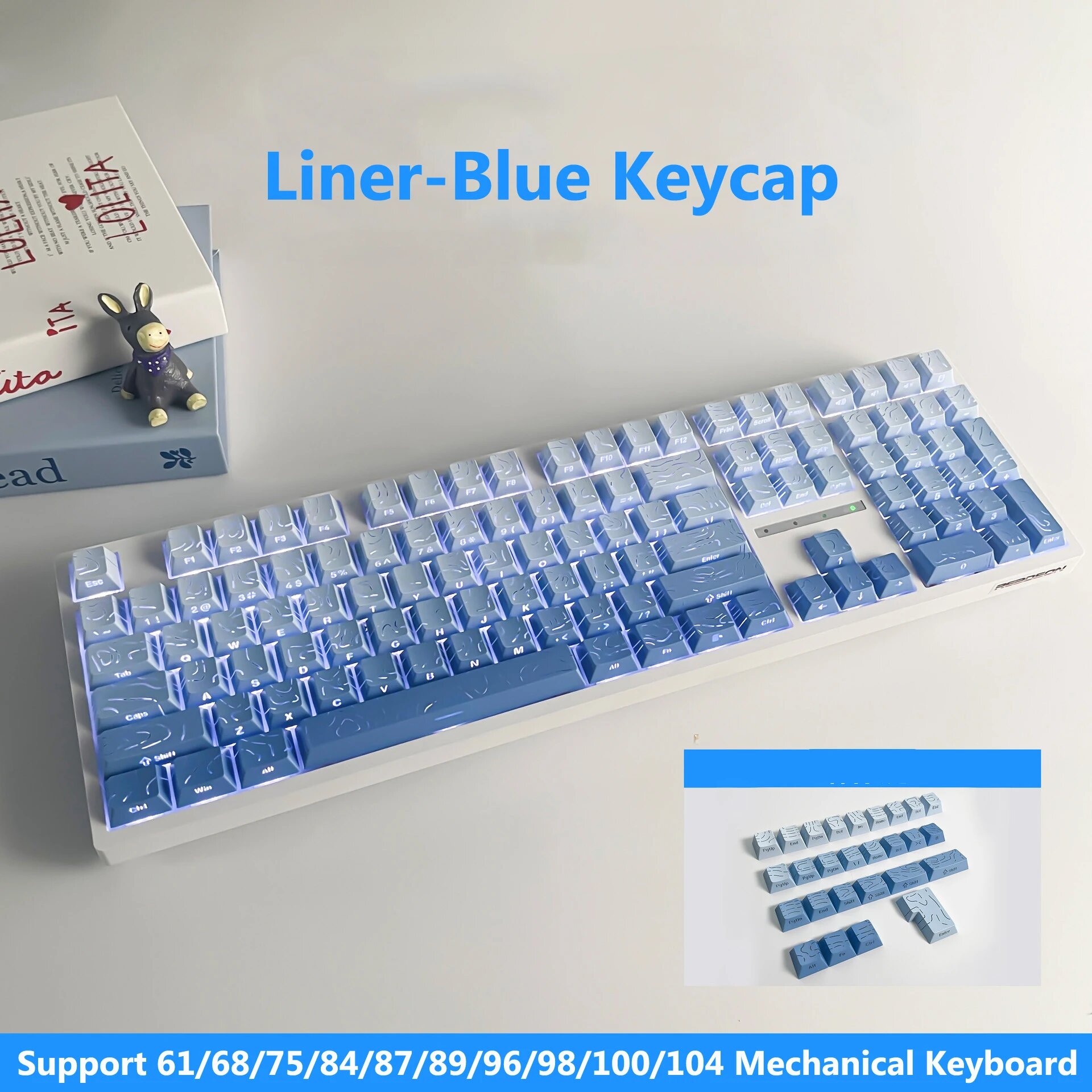 YAKESTONE Топографические кейкапы 4.0 Cherry PBT для MX Switch Синий, Liner-Blue