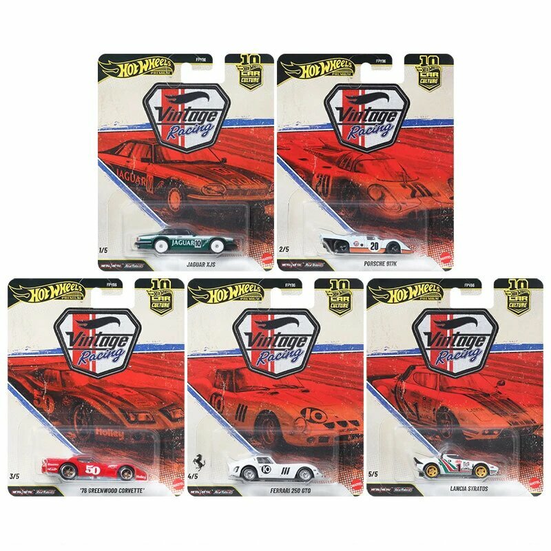 Hot Wheels Vintage Racing: Jaguar, Porsche, Corvette, Ferrari, Lancia 1:64