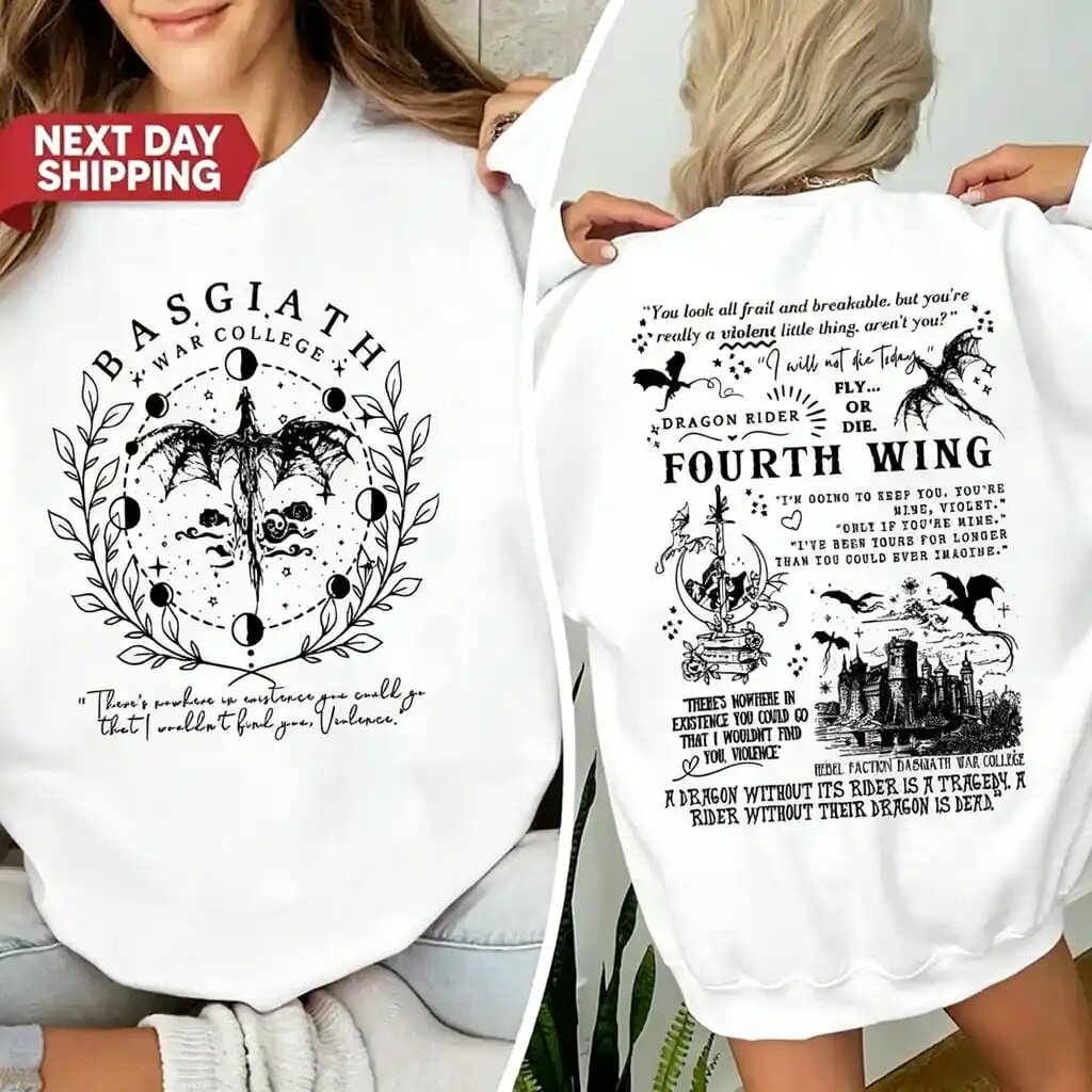 Basgiath War College двухсторонняя толстовка из полиэстера Белый, M, Белый, white2