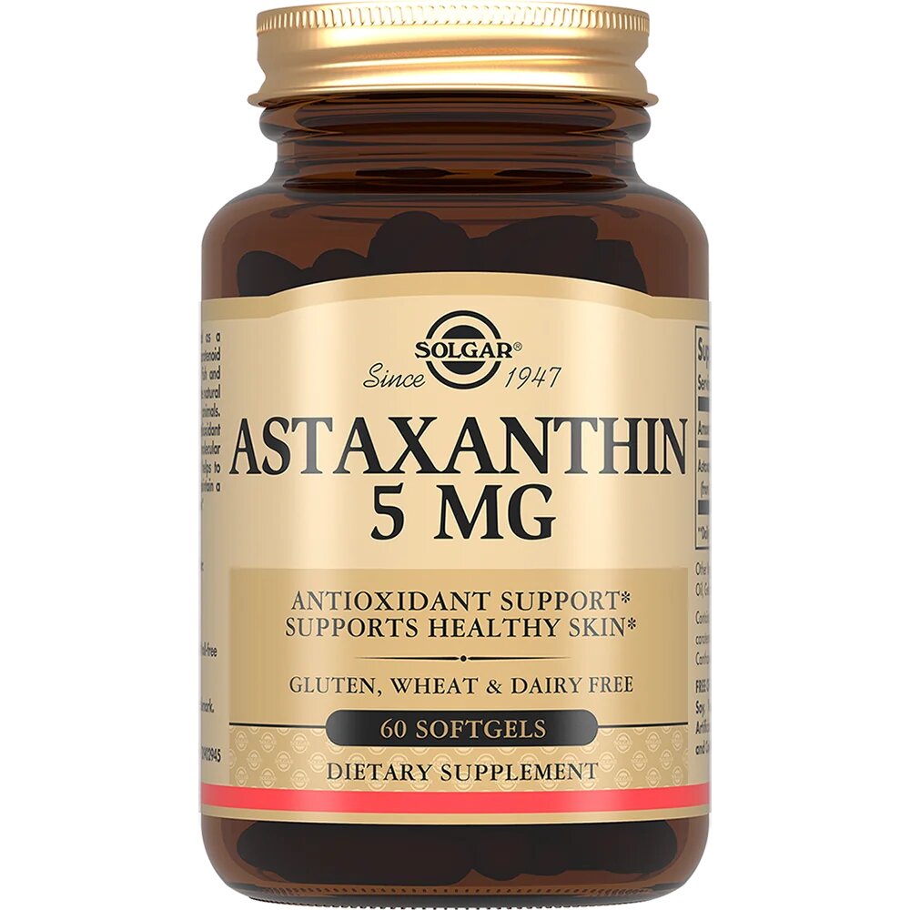 БАД Solgar Капсулы "Астаксантин 5 мг из микроводоросли", 60 шт. Natural Astaxanthin 5 mg