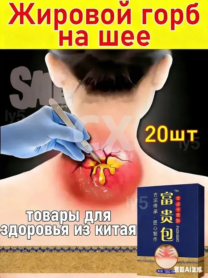 Пластырь для рассасывания липом и уплотнений,20 шт. Натуральное средство улучшает кровообращение и снимает дискомфорт в шее