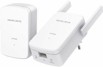 Комплект гигабитных Wi-Fi адаптеров Mercusys Powerline AV1000 Powerline kit with 300Mbps Wi-Fi, plug and pl.