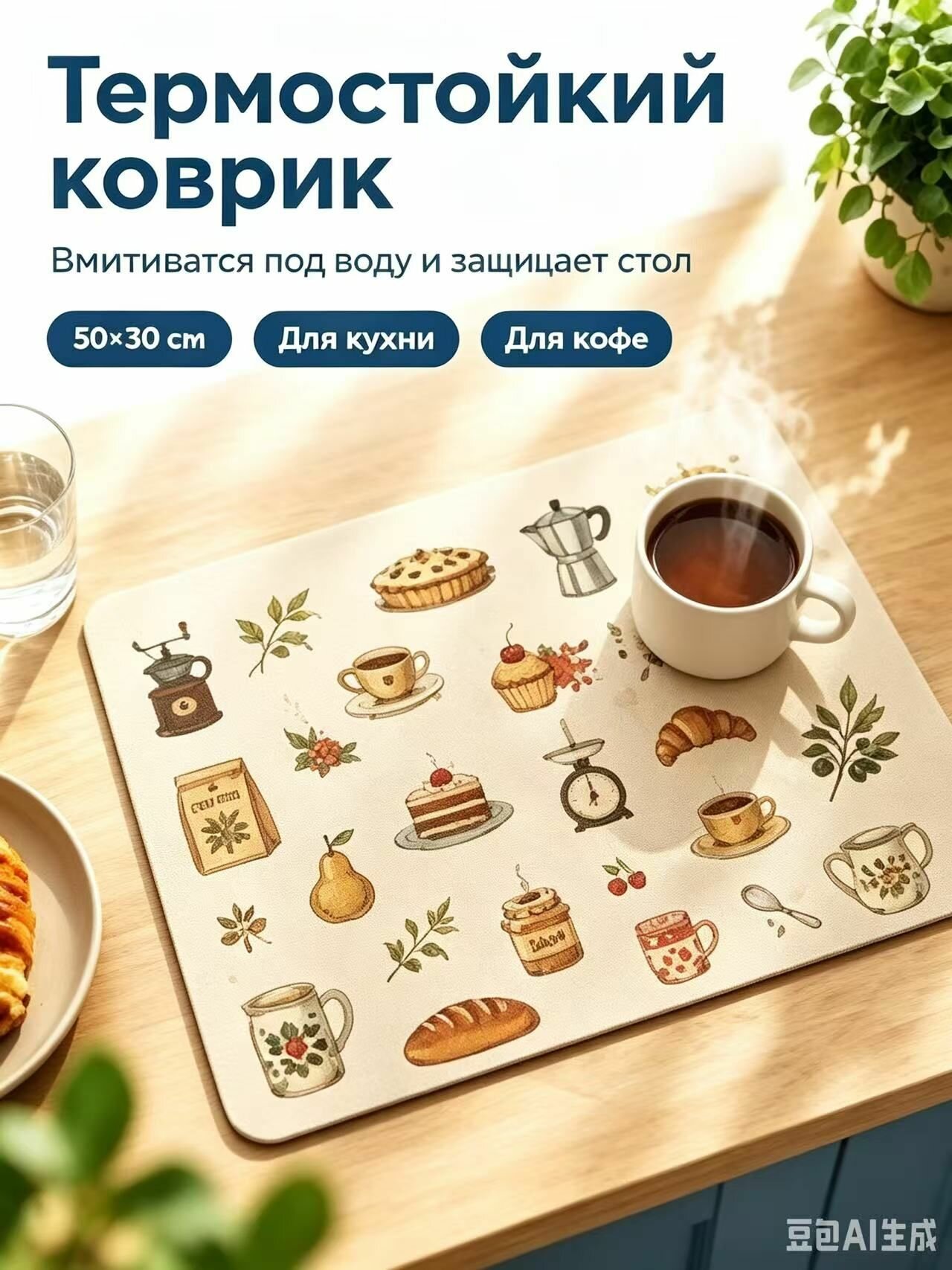 Мягкий настольный коврик из диатомовой земли, подходящий для кухни и стола, нескользящий дренаж50*30cm