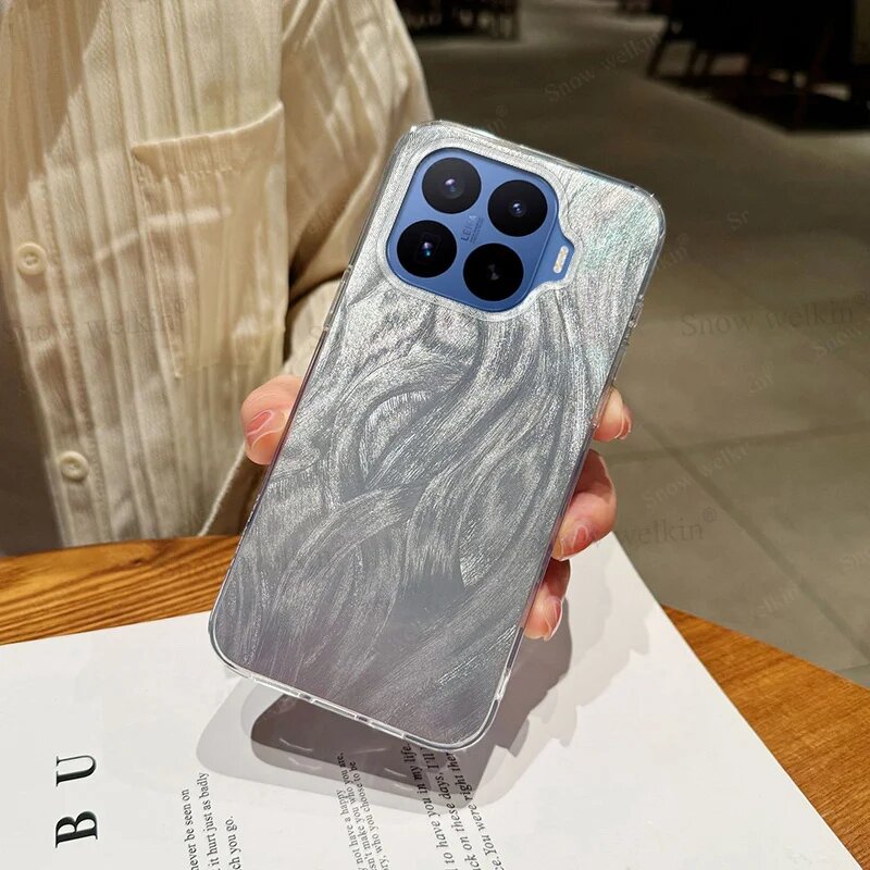 Роскошный лазерный серебристый градиентный жесткий чехол для Xiaomi 17T Pro: Xiaomi 17T Pro, YS