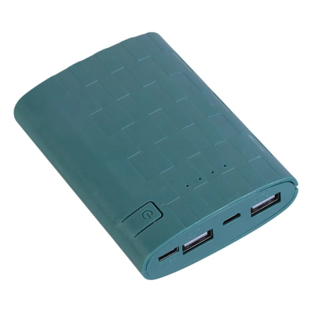 Внешний аккумулятор 18650 с кейсом DIY PowerBank, Зеленый, 3x18650, USB Type-A x2, micro USB