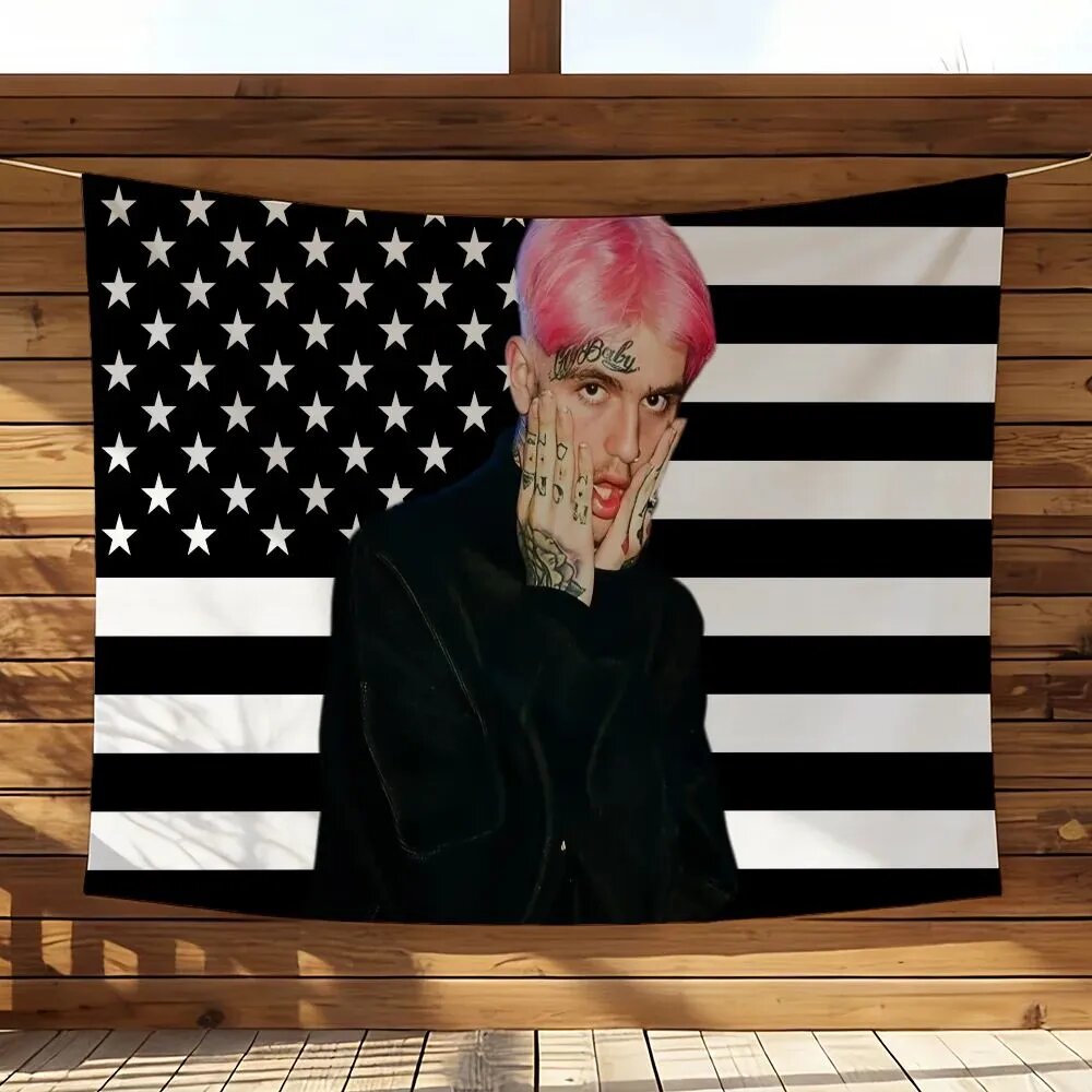 70-100 Флаг с американским флагом и рэпером Lil Peep, подходит для вечеринок и клубов, наружного и внутреннего оформления