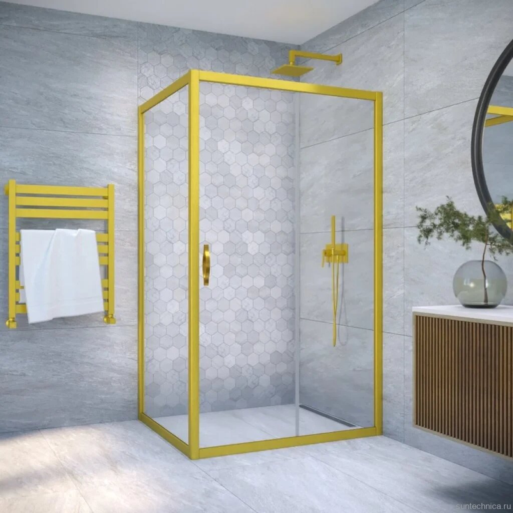 Душевой уголок Vegas Glass ZP+ZPV NOVO 115*80 03 01 профиль золото матовое, стекло прозрачное