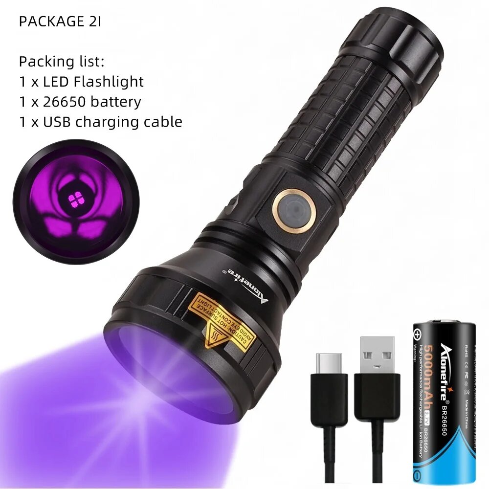 AloneFire H44UV УФ-фонарь 25 Вт 365 нм