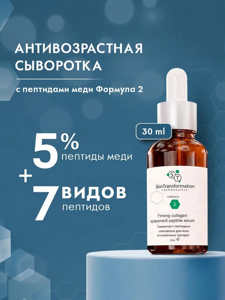 Сыворотка для лица антивозрастная с пептидами меди, от морщин, с ниацинамидом, увлажняющая, на водной основе