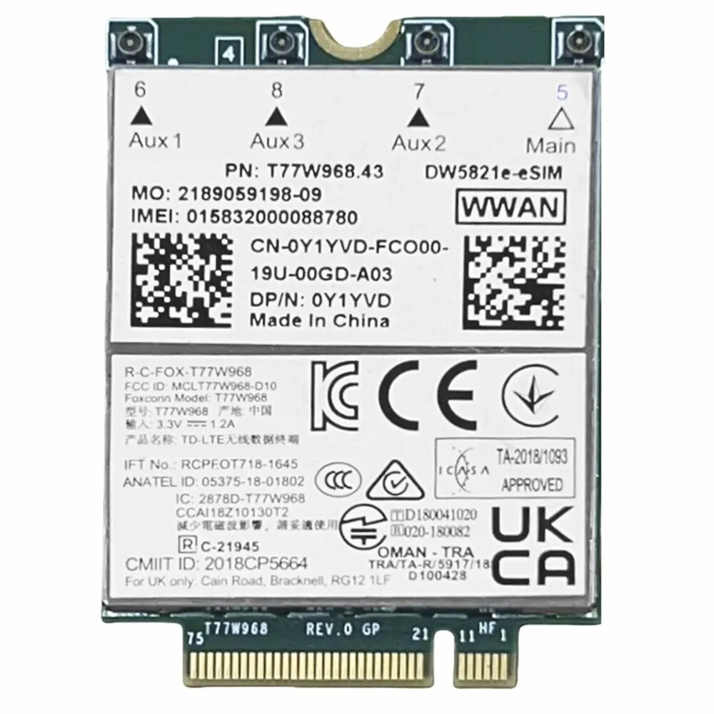 T77W968 DW5821e Модуль E-SIM 4G LTE Для 5420 5424 7424 7400