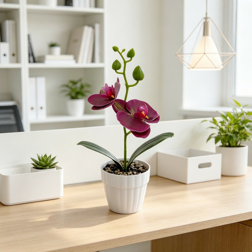 Butterfly orchid greenery with realistic feel for home decoration and event arrangements, purple black